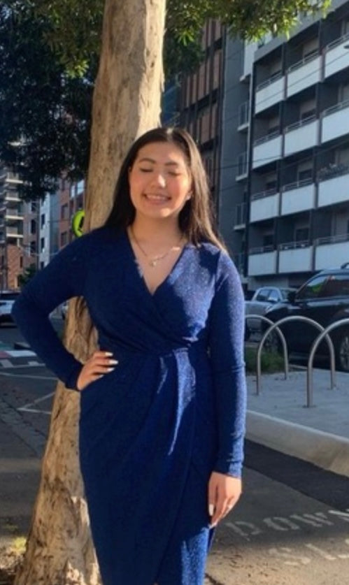 Long Sleeve Lurex Evening Dress – Kachoo Giftware